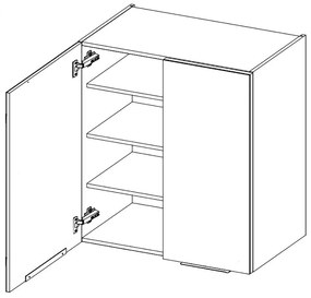 ARONA | horní skříňka 80 G-90 2F s policemi | 80 cm | VYSOKÁ | černá/kašmír