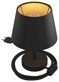 creative cables Alzaluce se stínidlem Impero, kovová stolní lampa se zástrčkou, kabelem a vypínačem Velikost: 10 cm, Barva: Broušený bronz-antracit