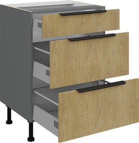 CREMONA ac | dolní skříňka 60 D 3S zásuvková | 60 cm | PREMIUM BOX | antracit/cremona