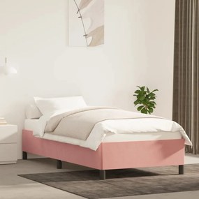 Rám postele růžový 100 x 200 cm samet - Default Title