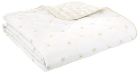 Bílý/béžový bavlněný prošívaný dětský přehoz 135x190 cm Mini Star & Stripes – Bianca