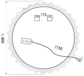 Tutumi Zrcadlo ⌀80 cm s vyhříváním a regulovatelným LED osvětlením