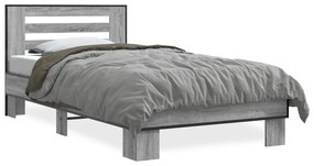 Rám postele šedý sonoma 90 x 200 cm kompozitní dřevo a kov