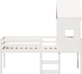Patrová postel se střechou bílá 90 x 200 cm masivní borovice 3282014