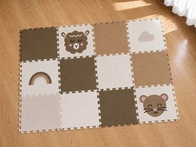 Hnědá hrací podlaha puzzle 12 dílů MYŠKA