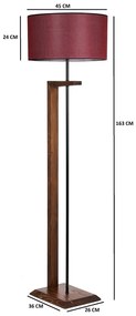 Designová stojanová lampa Jadey 163 cm bordó