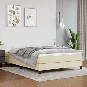 Rám postele s boxspringem krémová 140 x 190 cm umělá kůže 3120696
