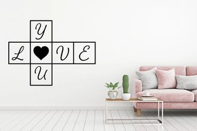 Lepy.cz Samolepka na zeď Love you - tajenka Velikost (šířka x výška): 65x48cm, Barevná varianta: Bílá