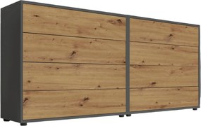XXXLutz ŠIROKÁ KOMODA, antracitová, dub artisan, 158/73/33 cm MID.YOU - Široké komody - 001067001404