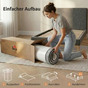 HOMCOM Matrace 140x200 cm H3 středně tvrdá, výška 20 cm, ergonomická, prodyšná z gelové paměťové pěny, Öko-Tex & CertiPUR