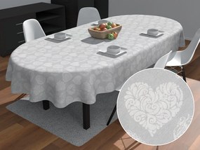 Biante Dekorační oválný ubrus PML-071 Srdce s ornamenty na šedém 100x160 cm