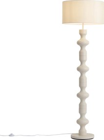 Retro stojací lampa béžová s látkovým stínidlem 160 cm - Captain