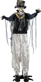 HOMCOM Halloween duch, Halloween dekorace, zvuková funkce, s pohybovým senzorem a LED světly, 101 cm x 64 cm x 178 cm