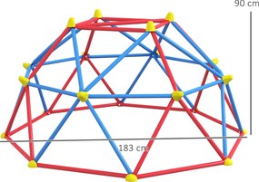 Outsunny Geometrická Lezecká Dómová Struktura pro Dětské Hřiště pro Děti ve Věku 3-8 let s UV-Odolným Kovovým Rámem, Nosnost 180 kg pro Zahradu, Pati…