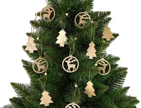 Vánoční dřevěné ozdoby na vánoční stromek sobi 12 kusů