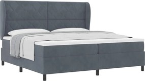 Postel s boxspringem s čelo Tmavě šedá 200 x 200 cm samet 3341001