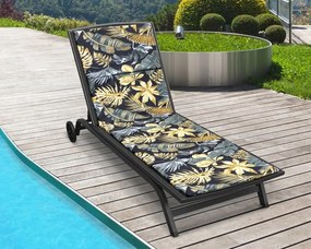 Bellatex Polstr na plážové lehátko 55x195 cm, potah na zip, monstera