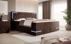 Boxspring postel CARLOTTA bez úložného prostoru s LED, samet Velikost postele: 120 × 200 cm, Barvy sametu: Hnědý samet, Výběr matrace: Oboustranná…