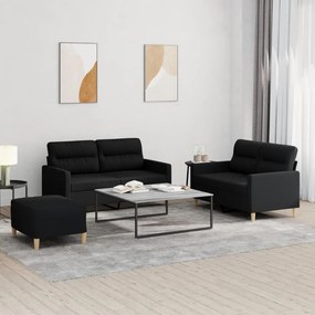 3dílná sedací souprava s poduškami černá textil 3201580