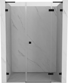 Mexen Lunar L, výklopné pravé sprchové dveře 155 cm, čiré sklo, černý profil, 834SL-155-050-70-00-P