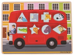 Bigjigs Toys Vkládací puzzle autobus se zvířátky