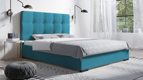 Eka Čalouněná postel Kanary 90x200 cm Barva látky Trinity: (2328) Tmavá zelená, Úložný prostor: S dřevěným rámem úložného prostoru