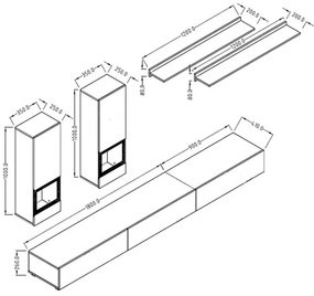 Obývací stěna do obývacího pokoje Baros 10 - Dub artisan / šedý mat