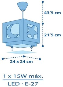 Dalber 63232T - Dětský lustr MOON LIGHT 1xE27/60W/230V