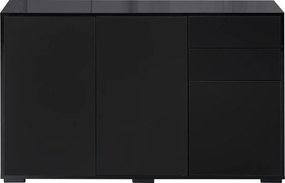 HOMCOM Buffet Skříň s Úložným Prostorem a 2 Zásuvkami, 3 Dveřmi, Nastavitelnou Policí, Dřevotřísková Deska, 117 x 36 x 74 cm Černá