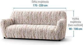 Bielastické potahy OCEANO NOVÉ béžové trojkřeslo (š. 170 - 220 cm)