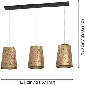 Eglo 390293 - Lustr na lanku CASTUERA 3xE27/25W/230V zlatá/růžová