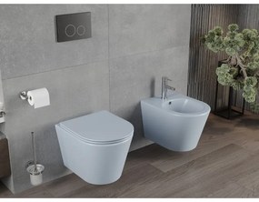 Mexen, Mexen Rico miska wc Rimless z desk wolnoopadającą slim, duroplast, szara-nebíská mat - 30724069