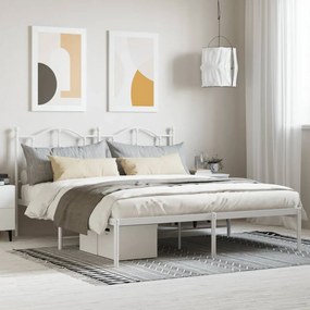 Kovový rám postele s čelem bílý 160 x 200 cm,  353491