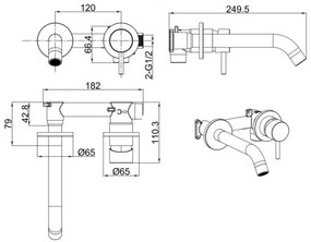 Invena Midnight, umyvadlová podomítková baterie, černá-růžové zlato, BP-35-U14-V