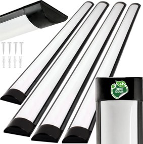 BERGE 4x LED garážová lampa 120cm 36W 3600lm černá 4500k