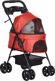 PawHut Dog Buggy skládací Oxford Red 67x45x96cm Malí psi a kočky | Aosom