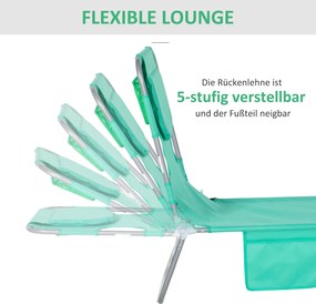 Gartenliege, Liegestuhl mit gepolsterter Gesichtsöffnung, Massage-Liege für draußen, Seitentasche, Stoff, Metall, Grün