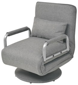 Otočné křeslo rozkládací světle šedé textil 244666