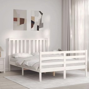 Rám postele s čelem bílý 140 x 200 cm masivní dřevo,  3194247 HangarStore.cz