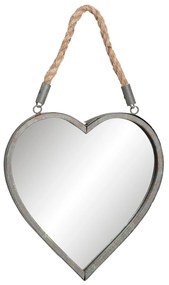 Zrcadlo ve tvaru srdce zavěšené na lanu - 27*3*29 cm