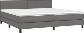 Box spring postel s matrací a LED šedá 200x200 cm umělá kůže 3134127