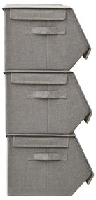 Stohovatelné úložné boxy 4dílná sada textil šedé - Default Title