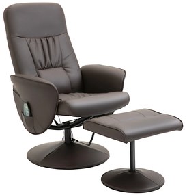 HOMCOM 2-St TV křeslo s funkcí polohování 360° otočné polohovací křeslo s 10 masážními body v imitaci kůže v hnědé barvě Š76 x D81 x V105 cm | Aosom.…