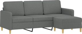 3místná pohovka s podnožkou tmavě šedá 180 cm textil 3201193