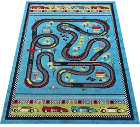 Dětský kusový koberec Uličky Color Kids 04 Závodní dráha Formule modrý Rozměr: 150x200 cm