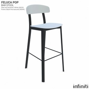 Barová židle Feluca Pop Barva kovové konstrukce: Black ﬁne textured 9004F, Barva sedáku a opěradla z recyklovaného plastu: white IS020