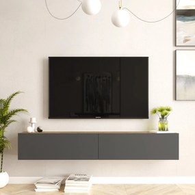 KALUNE DESIGN dřevěný TV stolek FRAM šedý 29,6x180 cm 956LCS1612