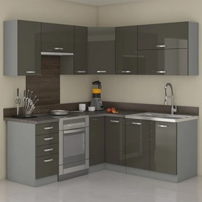 GREY gr | vysoká skříňka 60 LO-210 2F na vestavnou lednici | 60 cm | světle šedá/tmavě šedá lesk