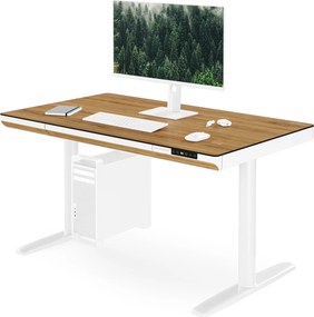 Elektrický psací stůl sit-stand se zásuvkou a bezdrátovou nabíječkou Qi bílý/zlatý dub, 1200 mm: ELLIS