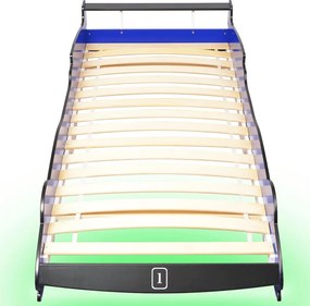 Dětská LED postel závodní auto, 90x200 cm, modrá 243937